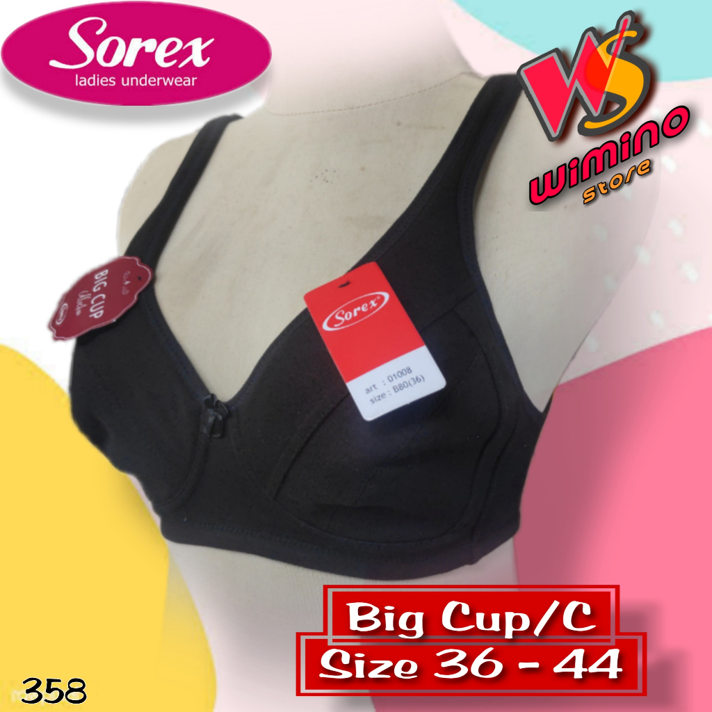 Jual W358 Sorex Bra Busa Tanpa Kawat Cup Besar 36d - 44d Tiga Pengait | Shopee Indonesia