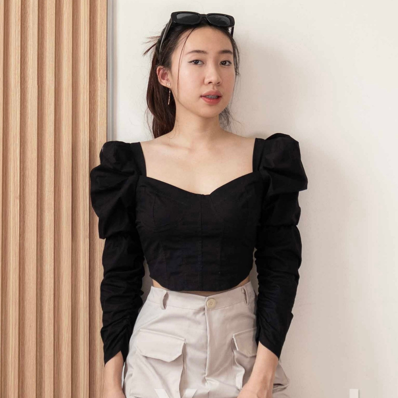 Jual XARA - Tasya Top - Korean Puff Crop Top - Atasan Crop Wanita - Atasan Puff Wanita | Shopee ...