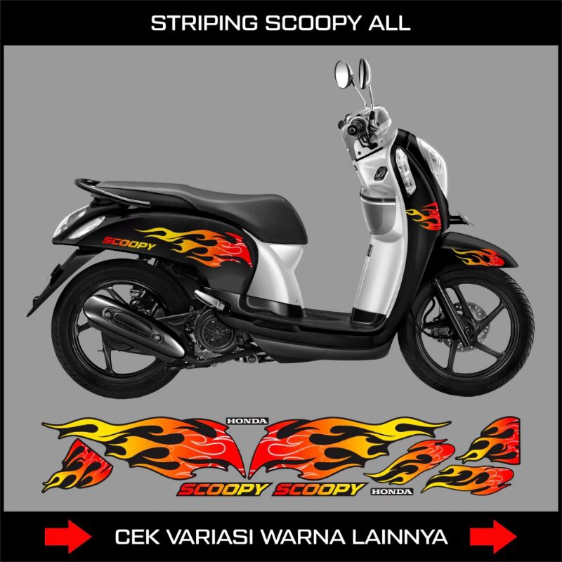 Jual Striping Stiker Motor Scoopy Motif Api / Sticker Variasi Motor ...