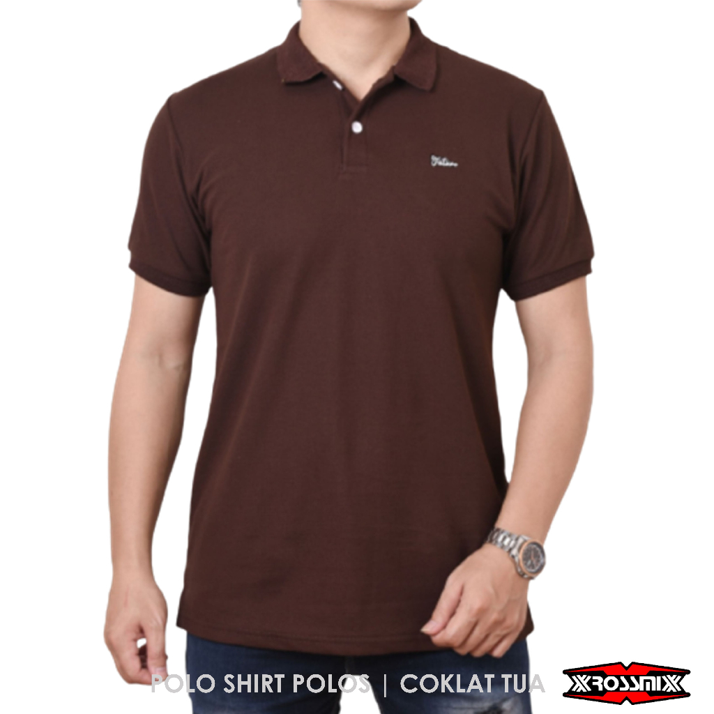 Jual Kaos kerah Polo shirt polos pria Warna coklat tua | Shopee Indonesia