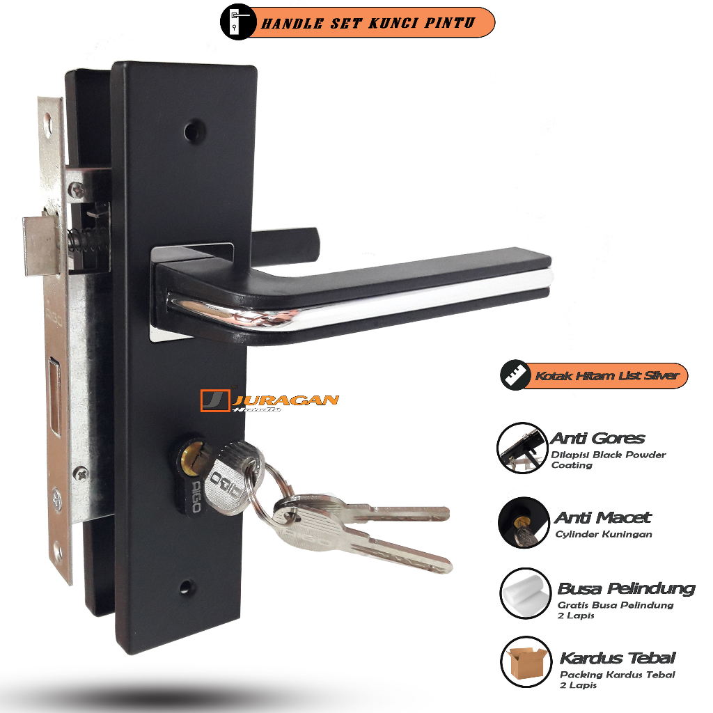 Jual Handle Set Pintu Rumah Hitam Minimalis Gagang Pintu kamar Standar ...