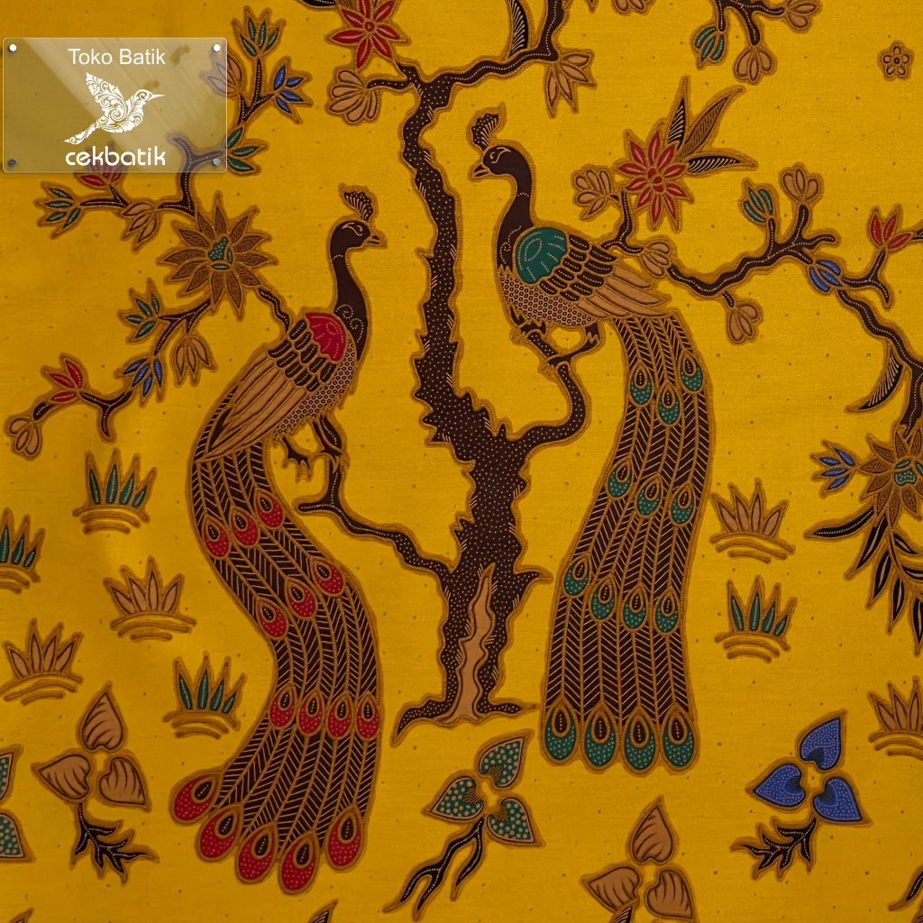 Jual Kain Batik - Motif Batik Burung Merak Manis V31 (Kuning) | Shopee ...