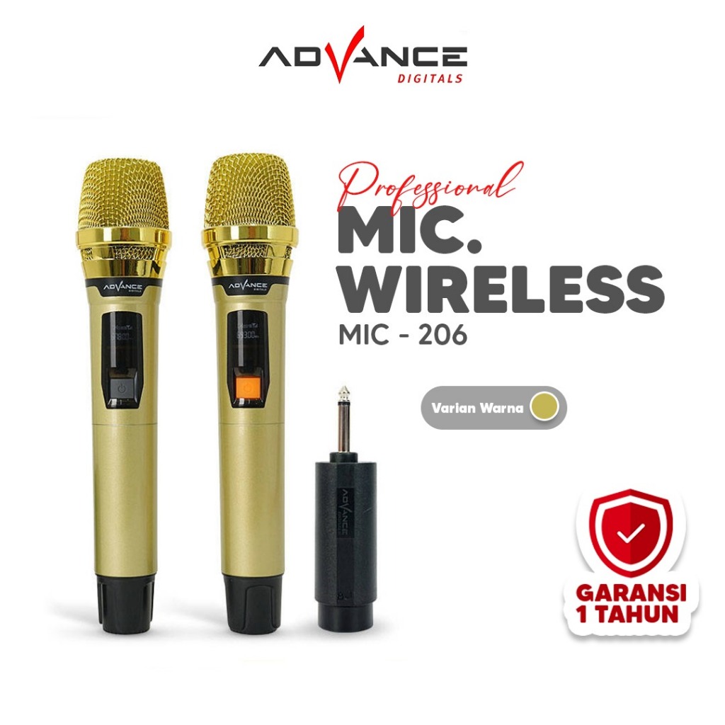 Jual Advance Microphone Profesional 2 Mic Wireless Gold Bisa di Charger ...