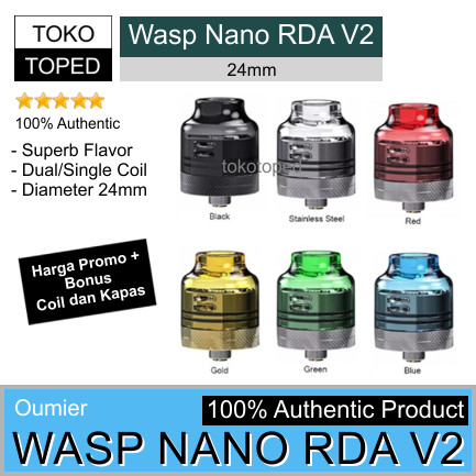 Jual Authentic WASP NANO V2 RDA | 24mm | 24 single dan dual coil flavor ...