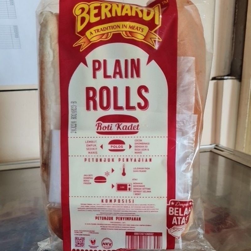 Jual Bernardi Plain Rolls Roti Kadet/Roti Hotdog 300 gram isi 6 ...