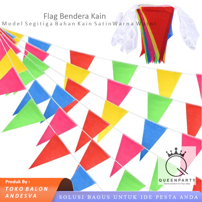 Jual Bendera Segitiga Kain Warna-Warni / Flag Party / Bendera Segitiga kain poliester / bendera ...