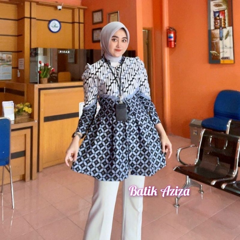 Jual Tunik Batik Wanita Modern Motif ParangAyu by Batik Aziza | Shopee ...