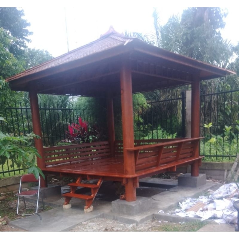 Jual Gazebo Model Minimalis Kayu Kelapa Ukuran 3x3 Meter | Shopee Indonesia