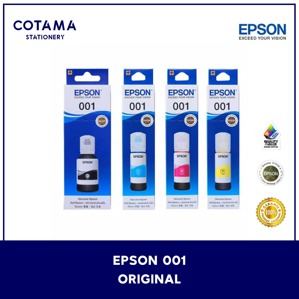 Jual Tinta Epson 001 T001 Original - Black Cyan Magenta Yellow | Shopee ...