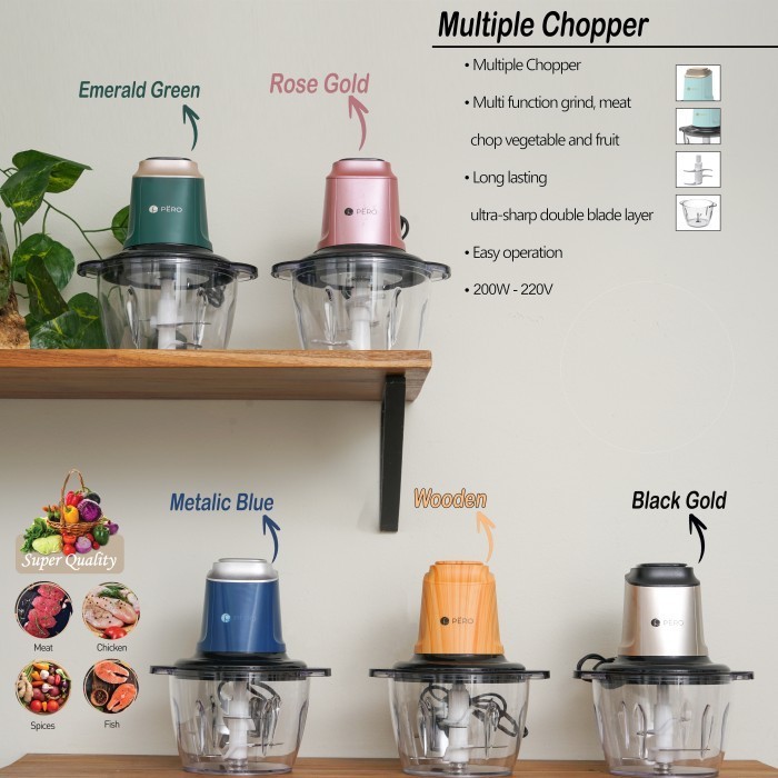 Jual Pero Multiple Chopper Black Glass Bowl 1.5 L | Shopee Indonesia