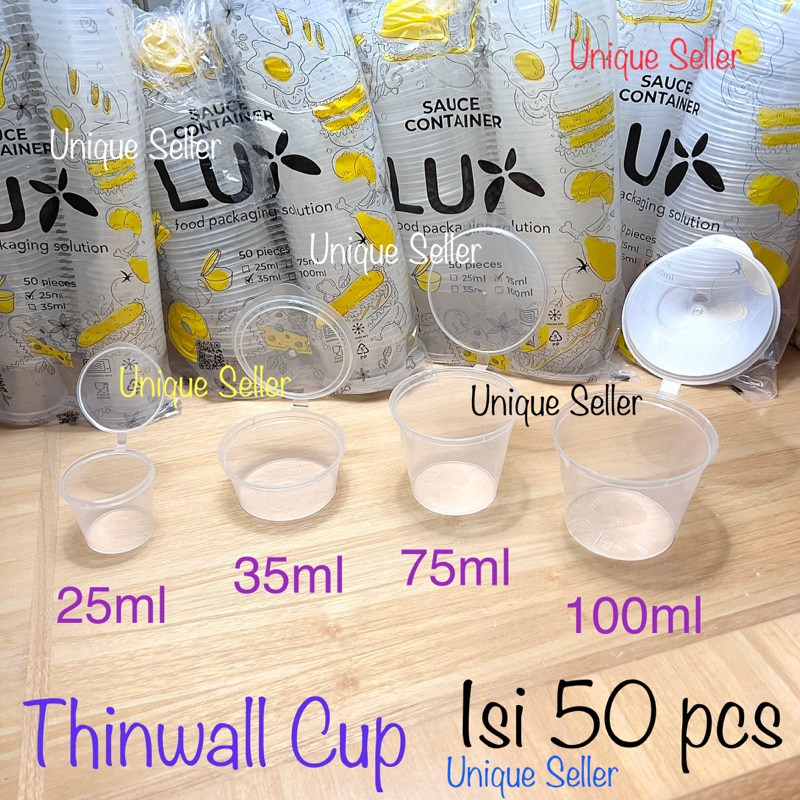 Jual [Isi50] Thinwall Cup LUX 25ml 35ml 75ml 100ml / Thinwall Sauce Cup 25 35 75 100 ml / Tempat ...