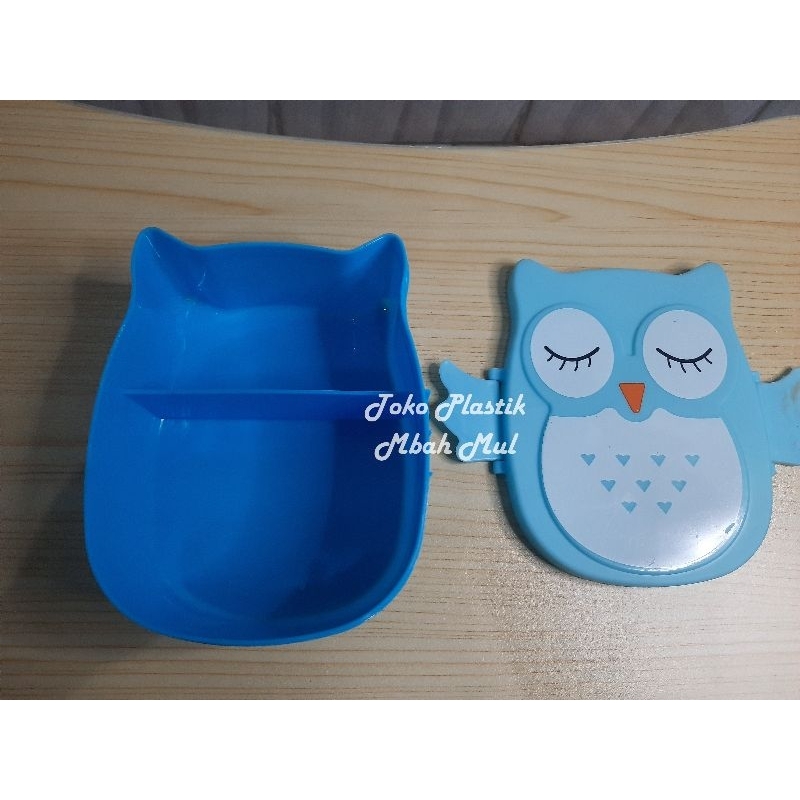 Jual kotak makan 2 sekat owl / burung hantu biru/pino | Shopee Indonesia