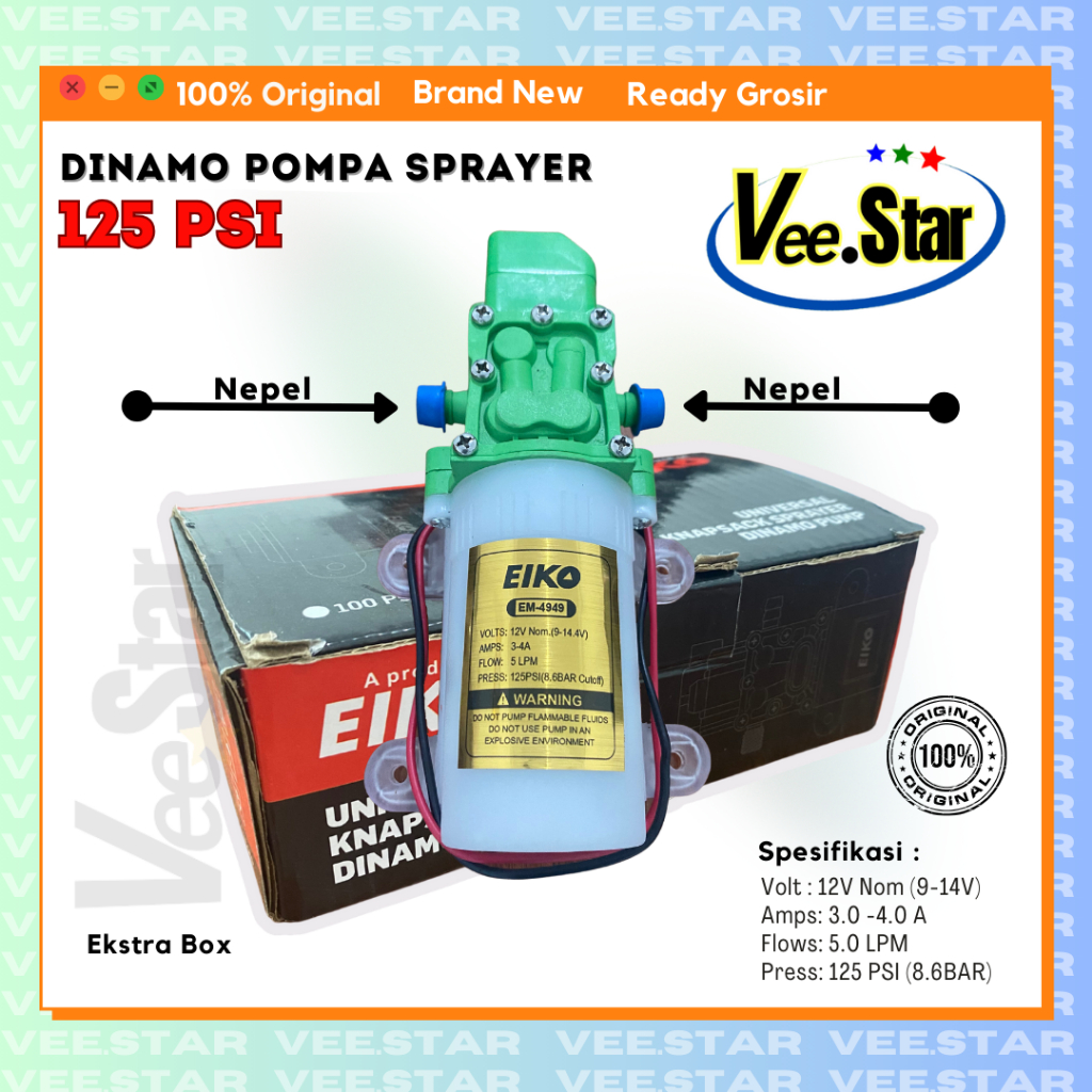 Jual Dinamo Pompa Sprayer Electrik 12V Dragon Eiko 125PSI/ Dinamo ...