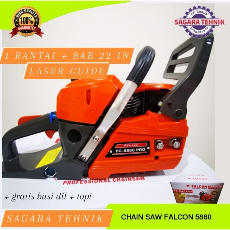 Jual PROFESIONAL Chain Saw Falcon Pro 5800 5880 22 in Laser + Rantai ...