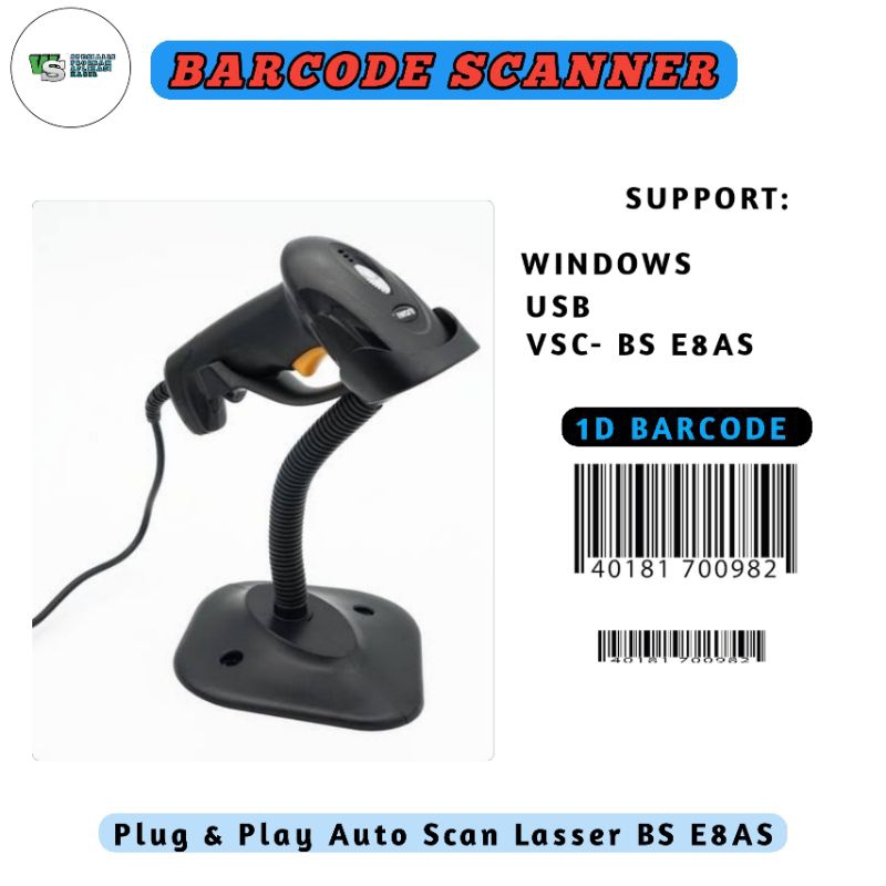 Jual Barcode Scanner Vsc Bs E8as Auto Sensing Auto Scan Usb Laser Minimarket Kasir Shopee 