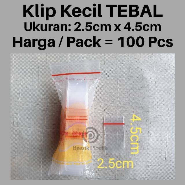 Jual Plastik Klip Bening Ukuran 2cm x 4.5cm Klip Mini Tebal Zip Lock ...