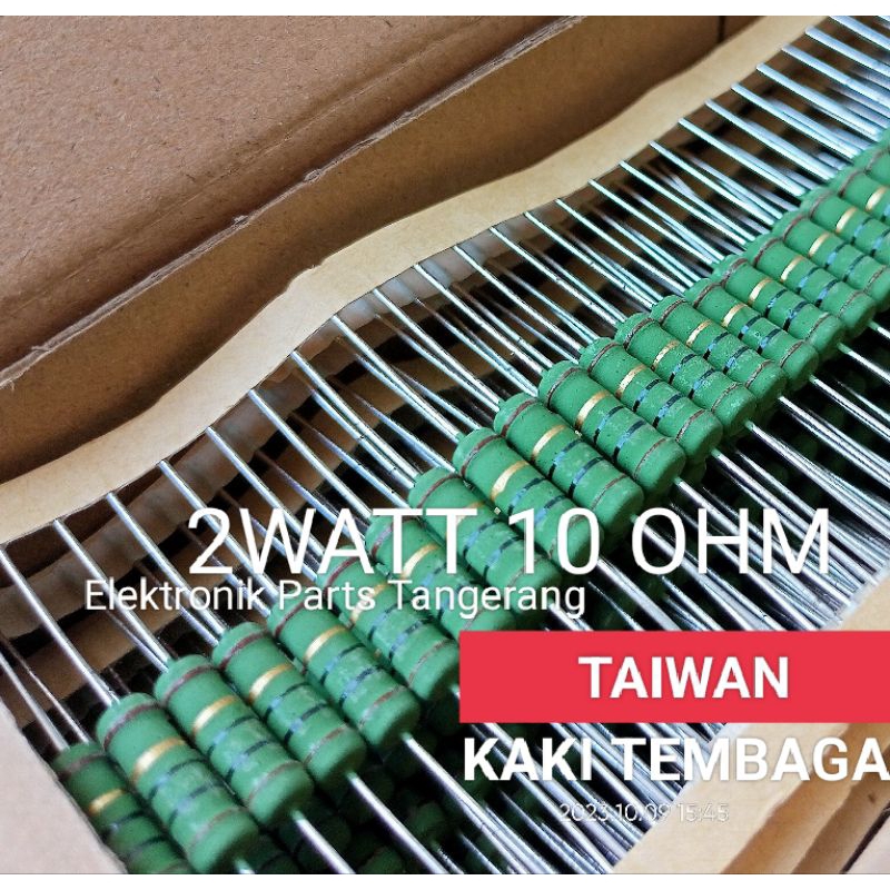 Jual (10 buah) RESISTOR 2WATT 10 OHM TAIWAN KAKI TEMBAGA RESISTOR 2W 10 ...