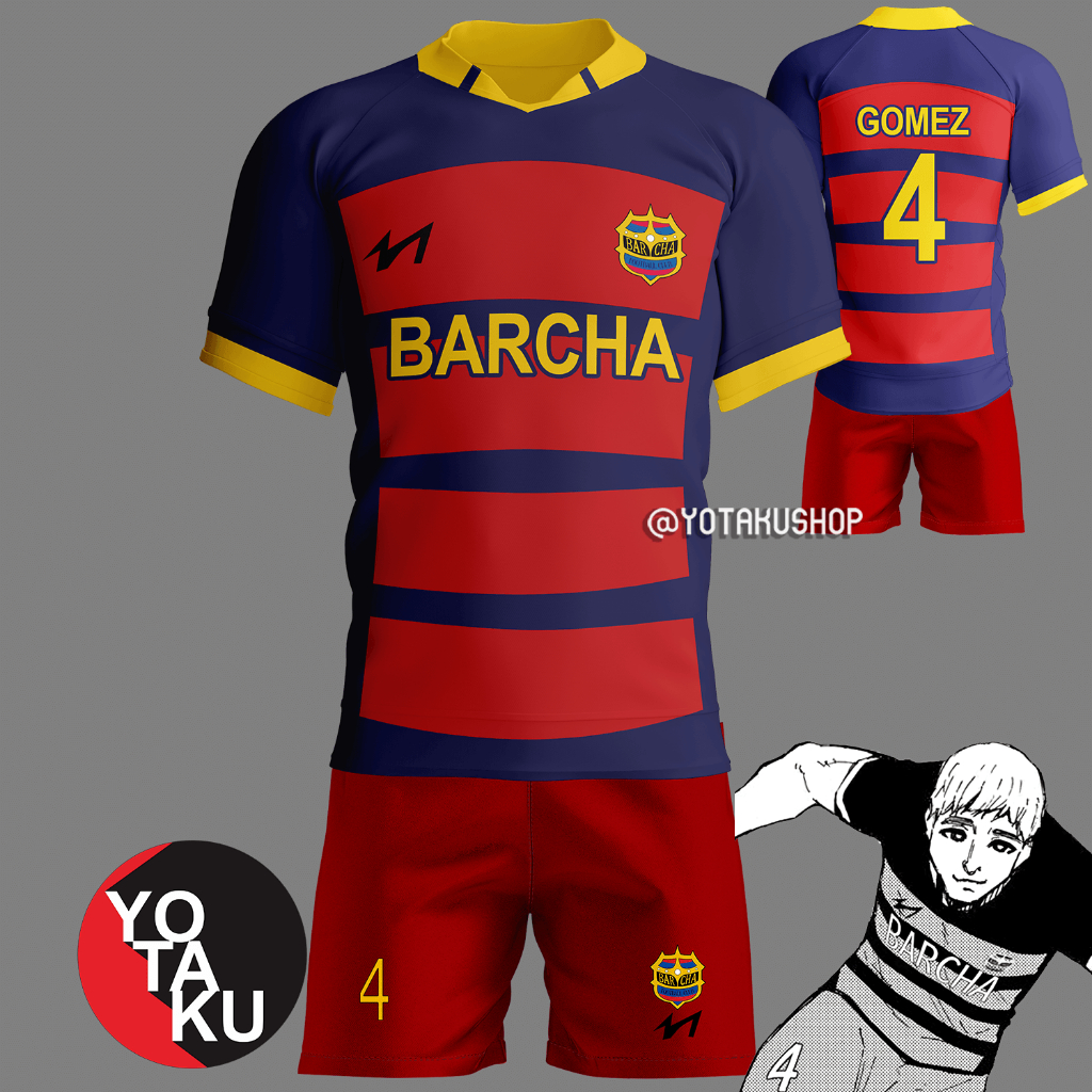 Jual Jersey Anime Cosplay Blue Lock FC BARCHA 4 Gomez Full Set YOTACOS ...