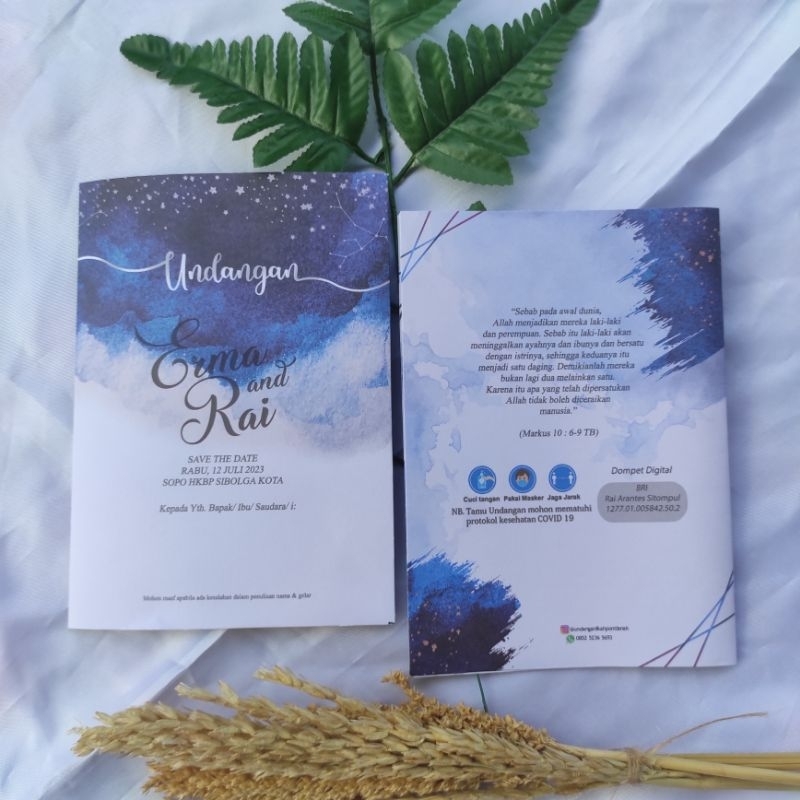Jual Undangan Pernikahan Biru Cantik Estetik | Undangan Pontianak ...
