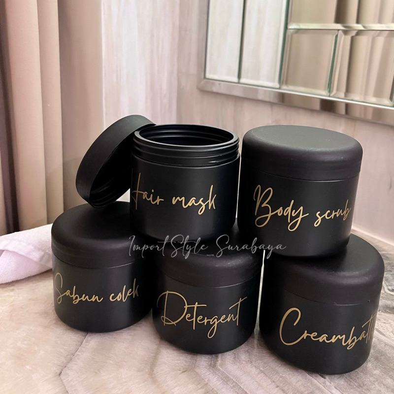 Jual TEMPAT LULUR HITAM JAR 500ML GOLD NEW wadah sabun colek hair mask ...
