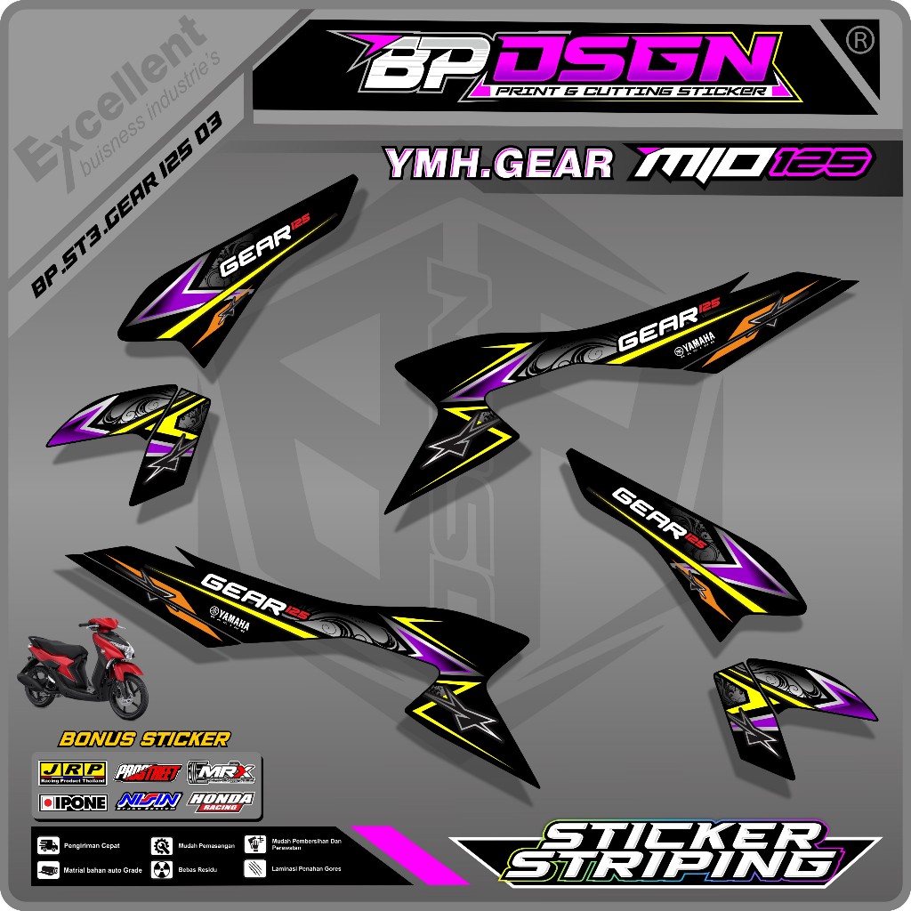 Jual STRIPING YAMAHA MIO GEAR 125 - STICKER STRIPING YAMAHA MIO GEAR ...