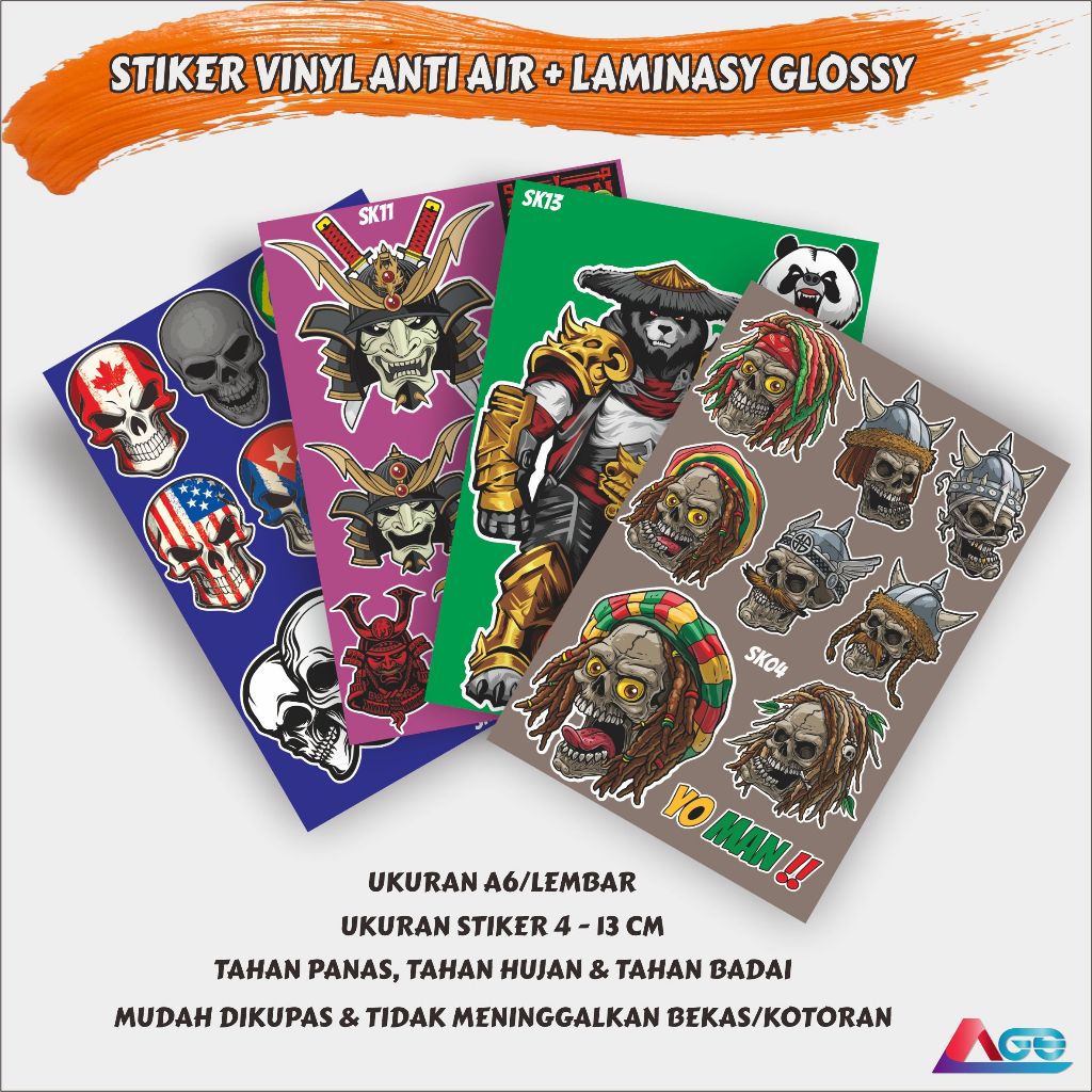 Jual Stiker Motor Laptop Case Hp Helm Anti Air Vinyl Motif Kepala ...
