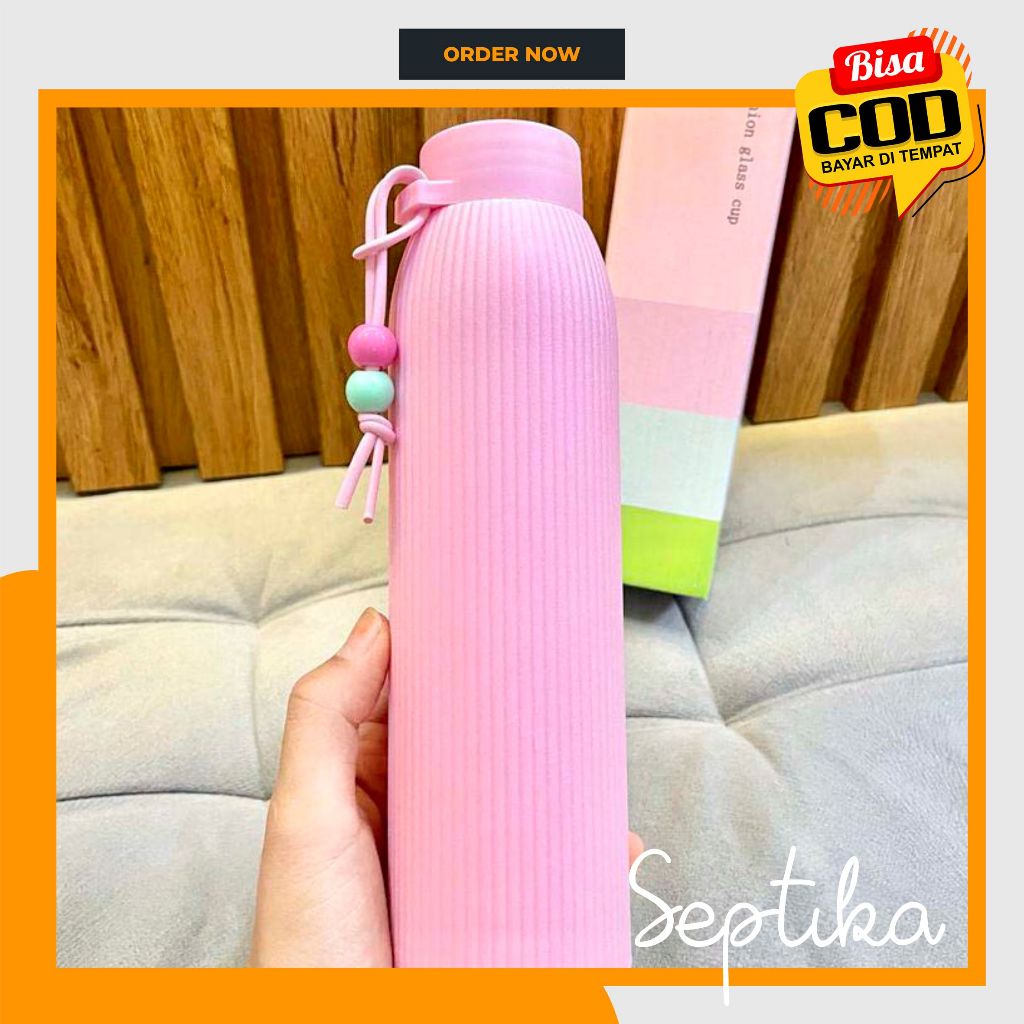 Jual Botol Minum Macaroon Warna Pastel Kaca Lapis Plastik Motif Lucu ...