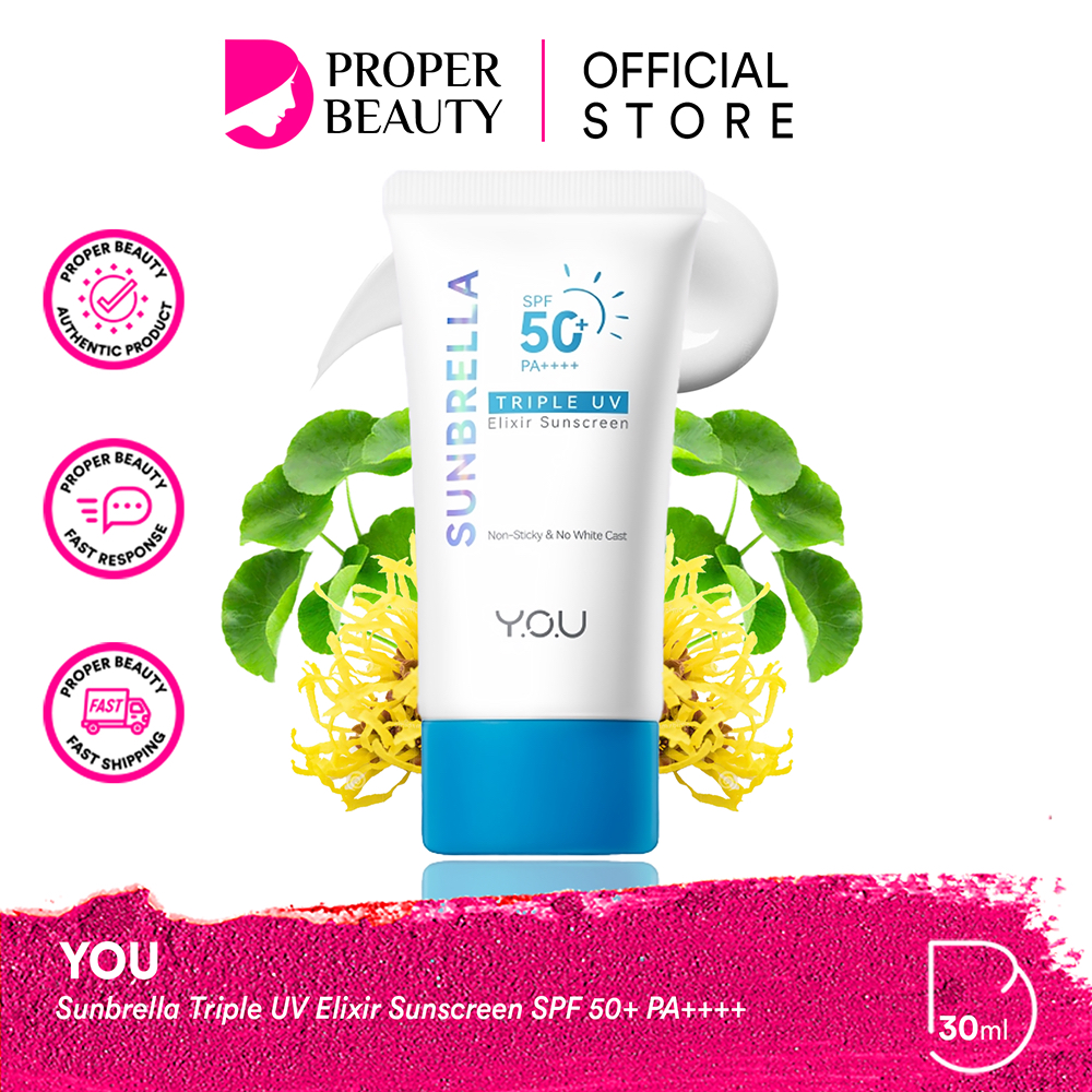 Jual YOU Sunbrella Triple UV Elixir Sunscreen SPF 50+ PA++++ Indonesia / Sunblock Wajah 30ml ...