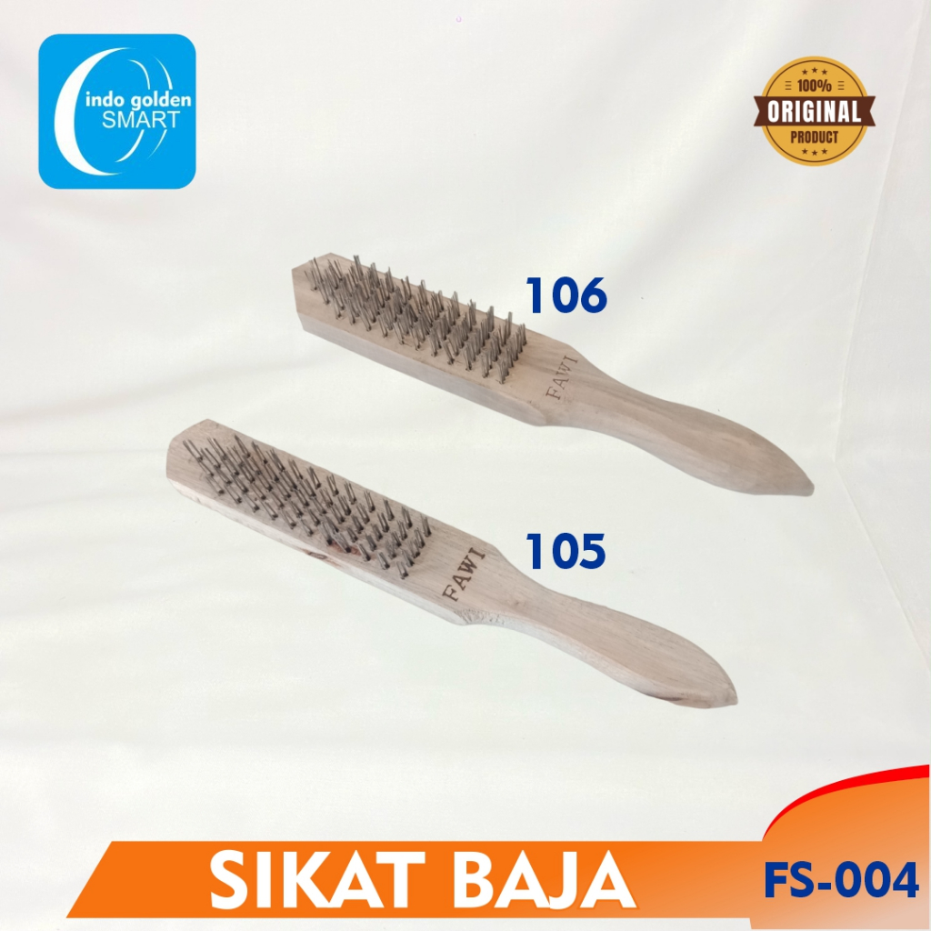 Jual Sikat Baja Sikat Kawat Baja Gagang Kayu FAWI FS-004 | Shopee Indonesia
