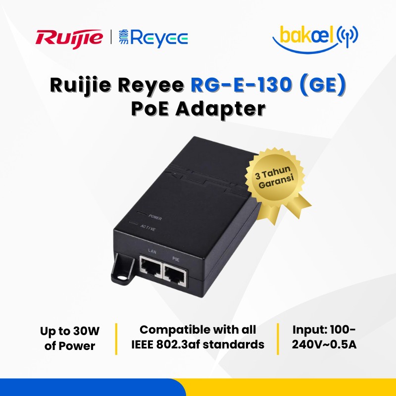 Jual Ruijie Reyee RG-E-130(GE) - 1 Port Gigabit PoE Adaptor (802.3at ...