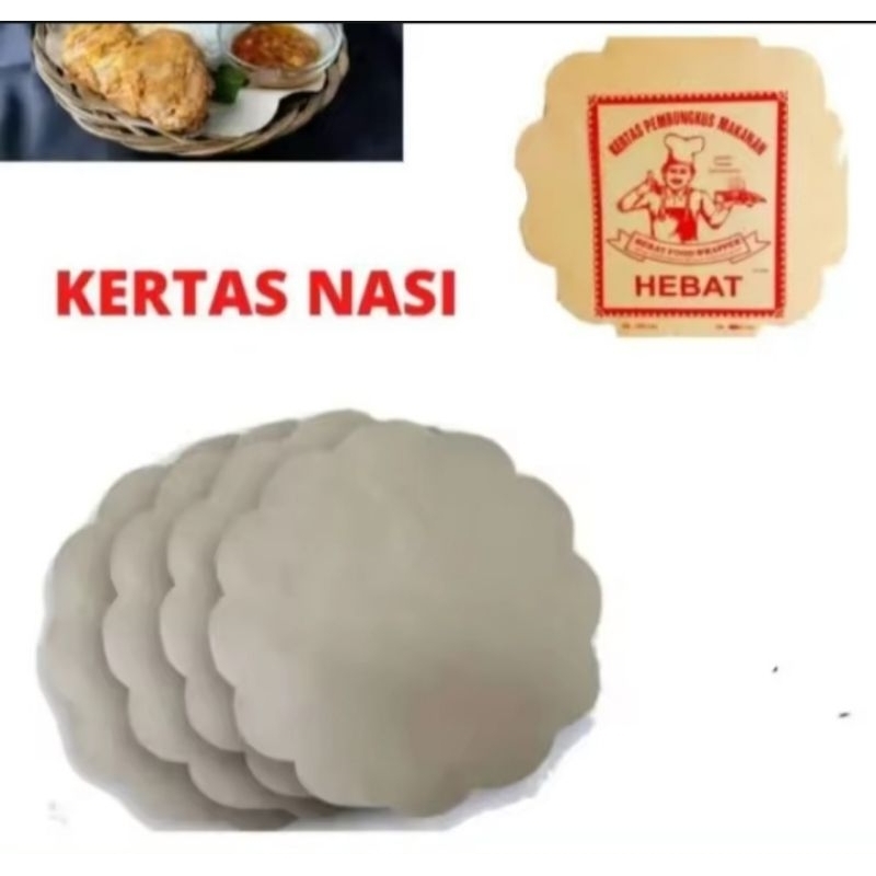 Jual kertas nasi motif bunga bulat ukuran 25cm alas piring rotan 1 pak ...