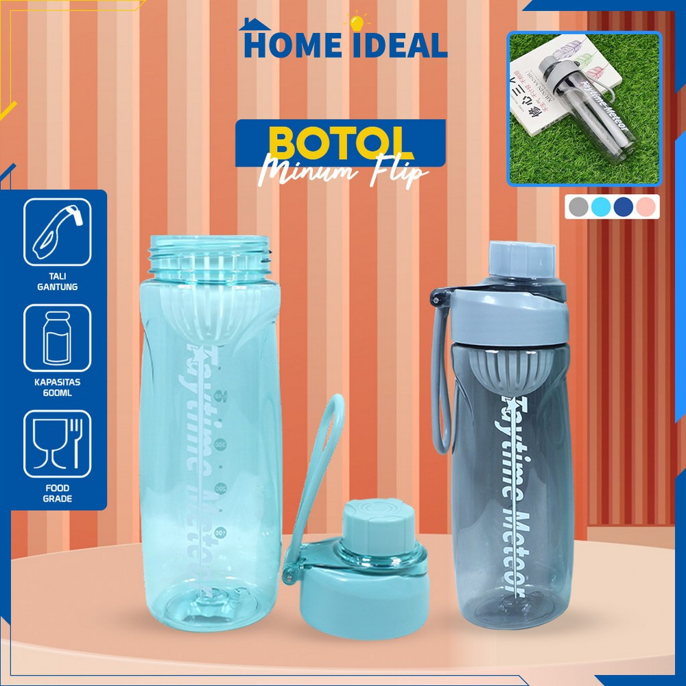 Jual Sport Bottle Botol Minum Flip Plastik Transparan 600ML dengan ...