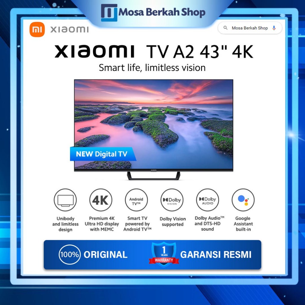 Jual Xiaomi TV A2 43 inch FHD Smart HD Dolby Audio Android TV Garansi ...