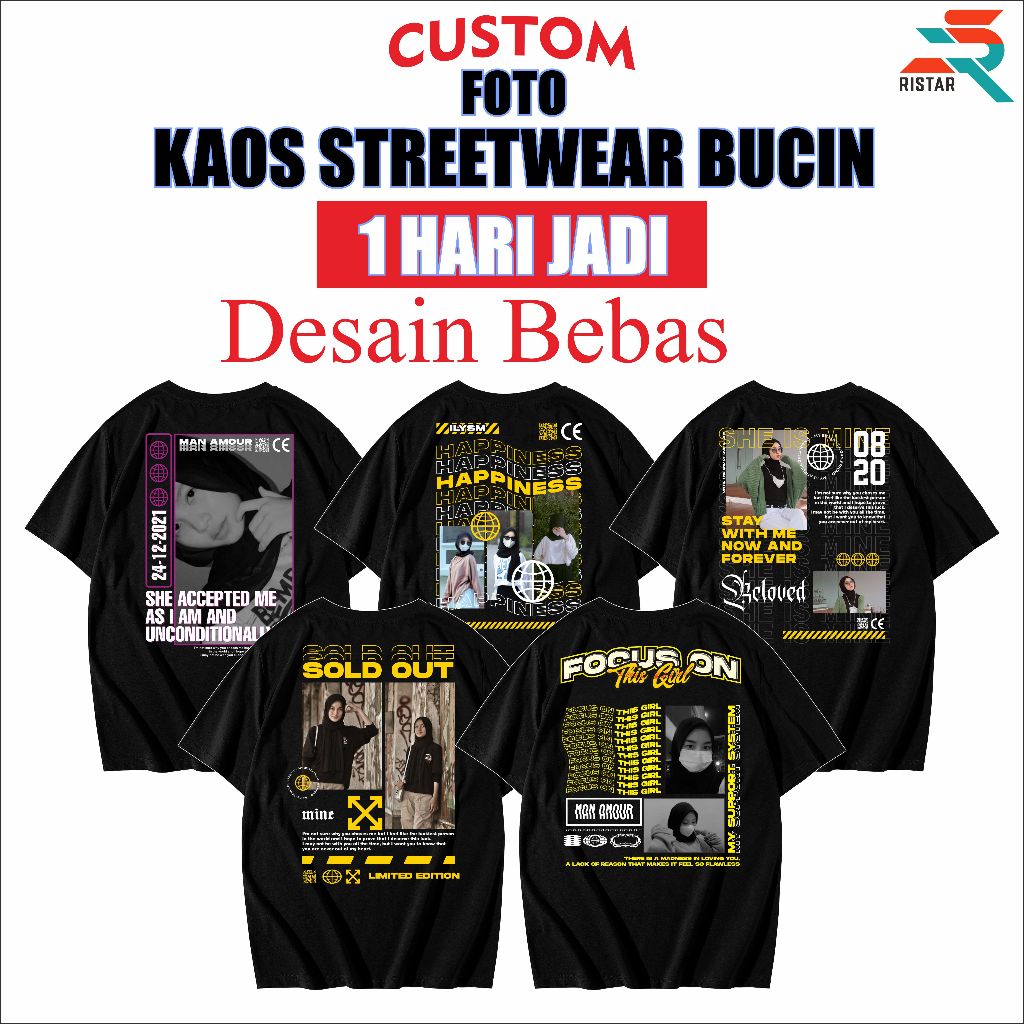 Jual Baju Kaos Streetwear Custom Foto & Gambar Aesthetic || Kaos Viral ...