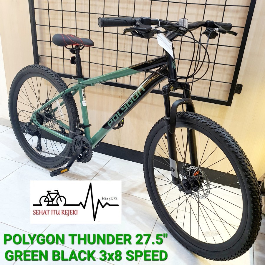 Jual SEPEDA MTB POLYGON THUNDER GREEN BLACK 3x8 SPEED 27.5" | Shopee ...