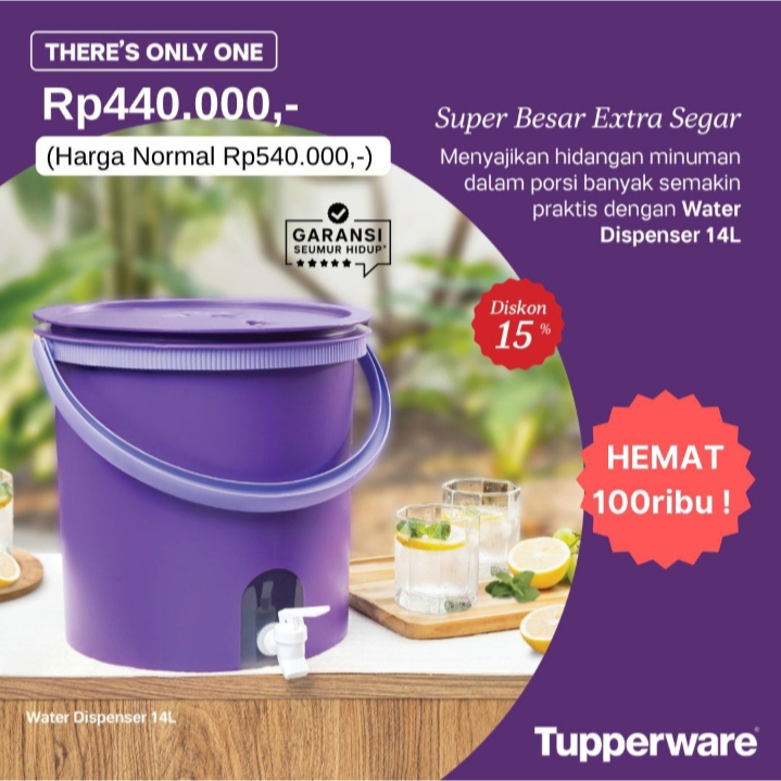 Jual TUPPERWARE DISPENSER 14L - WADAH PENYIMPAN AIR | Shopee Indonesia