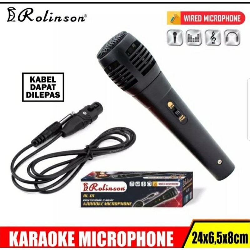 Jual Microfon Sistem Kabel Colok Besar // Mic Kabel Merk Rolinson A-01 ...