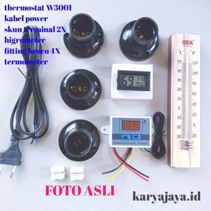Jual paket thermostat termometer gea hygrometer skun kabel power ...