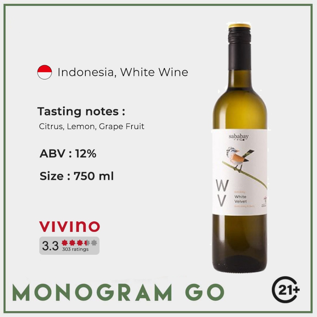 Jual Sababay White Velvet Indonesia Wine 750ml | Shopee Indonesia