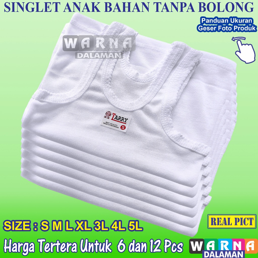 Jual 6 Pcs Singlet Bahan Tanpa Bolong Anak 0-12 Tahun Kaos Kutang Anak Laki Dan Perempuan WARNA ...
