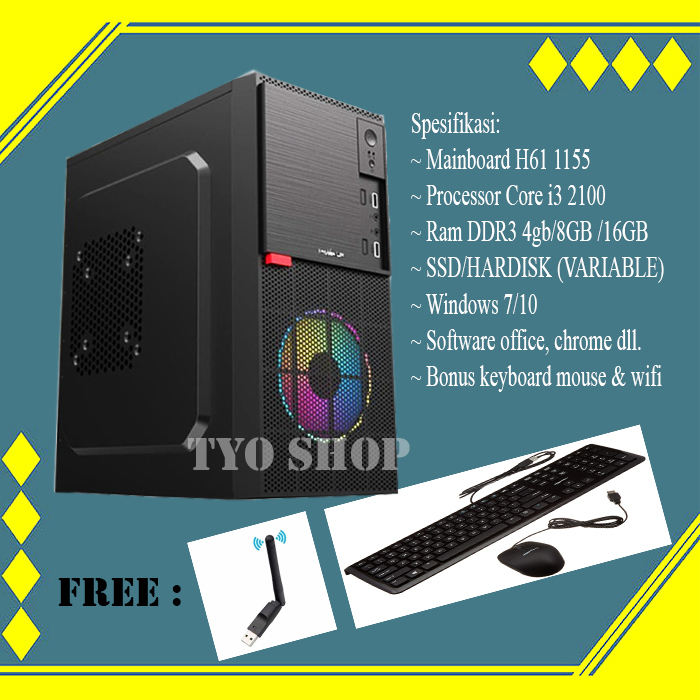 Jual Cpu PC komputer Core i3 Free Wifi dan Keyboard Mouse | Shopee ...