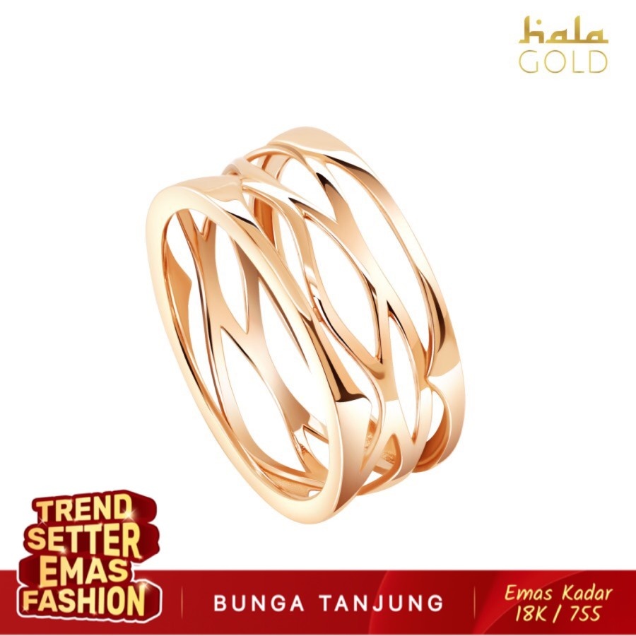 Jual CINCIN ALUN SERIES - HALA GOLD - EMAS 18K - BUNGA TANJUNG | Shopee ...