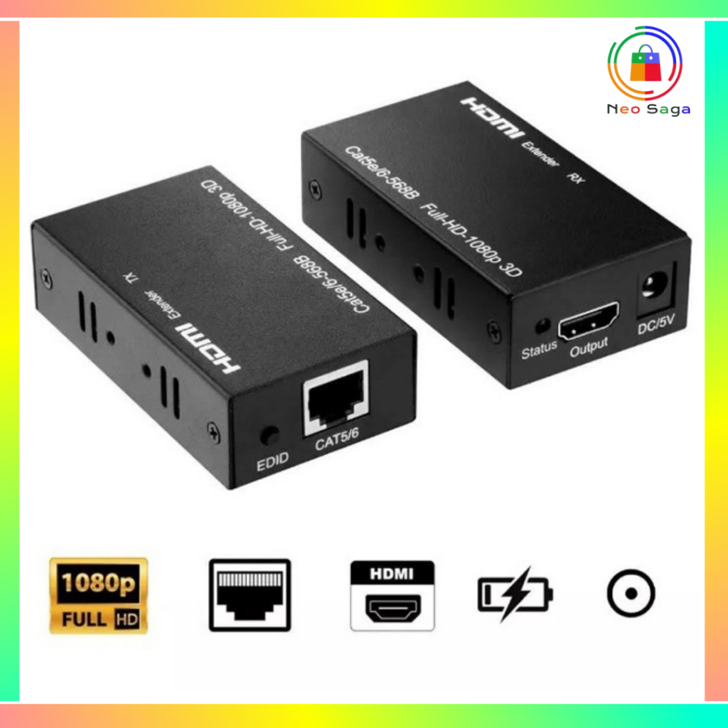 Jual Hdmi extender 60m cat 5 / 5e / 6 - Converter hdmi to lan 60 meter | Shopee Indonesia