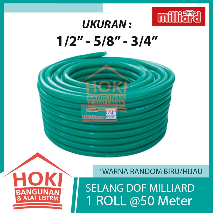 Jual SELANG AIR 1/2" 5/8" 3/4" DOFF MILLIARD DOF - 1 ROLL @ 50 meter | Shopee Indonesia