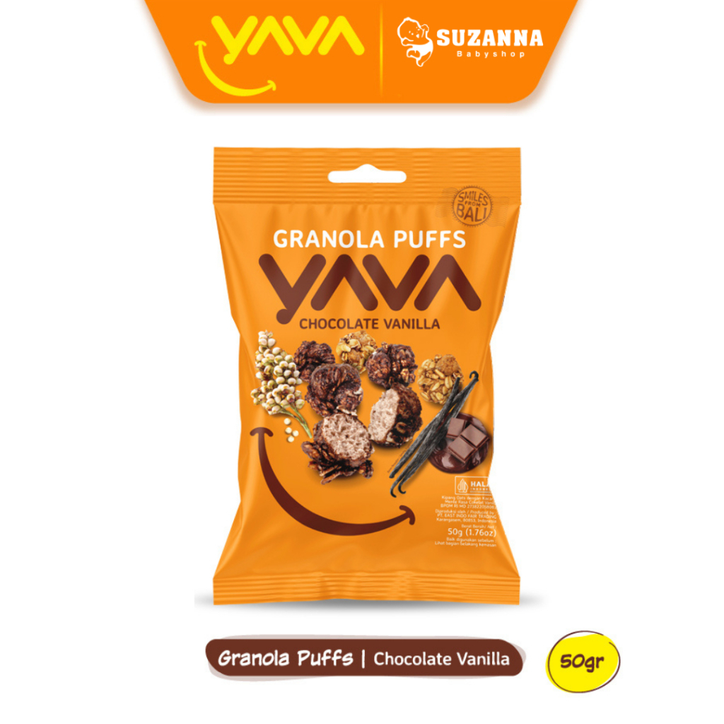 Jual YAVA Granola Puffs Chocolate Vanilla 50g | Shopee Indonesia