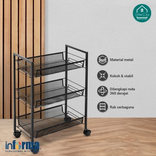 Jual Informa Troli Dapur Storage Rak Troli Besi Metal Serbaguna 3 Susun ...
