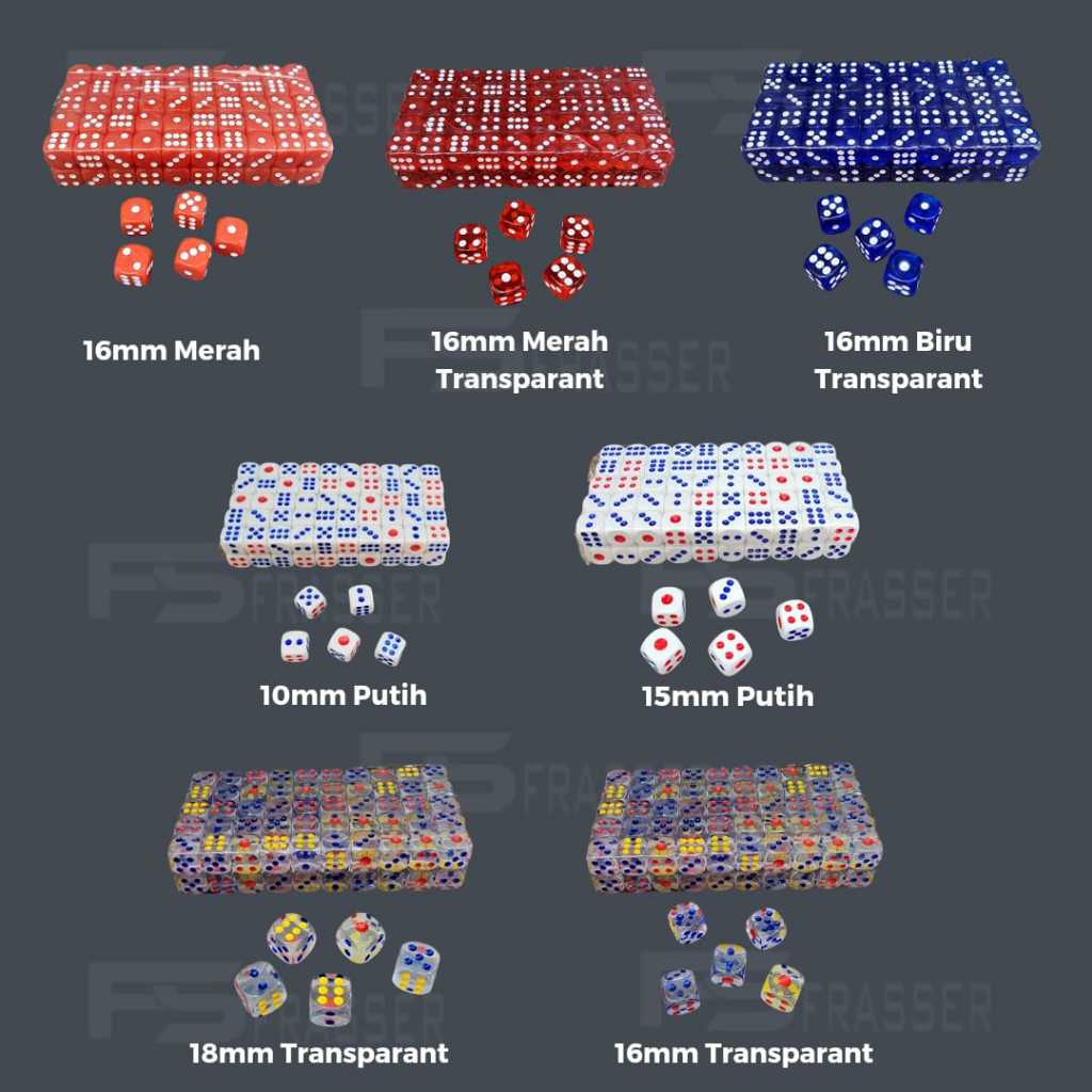 Jual Frasser Dadu Mainan Dadu Monopoli Dadu ular tangga Set Isi 100 1 ...