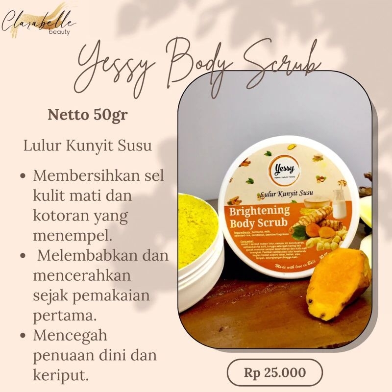 Jual YESSY Body Scrub Lulur Kunyit Susu Lulur Bali | Shopee Indonesia