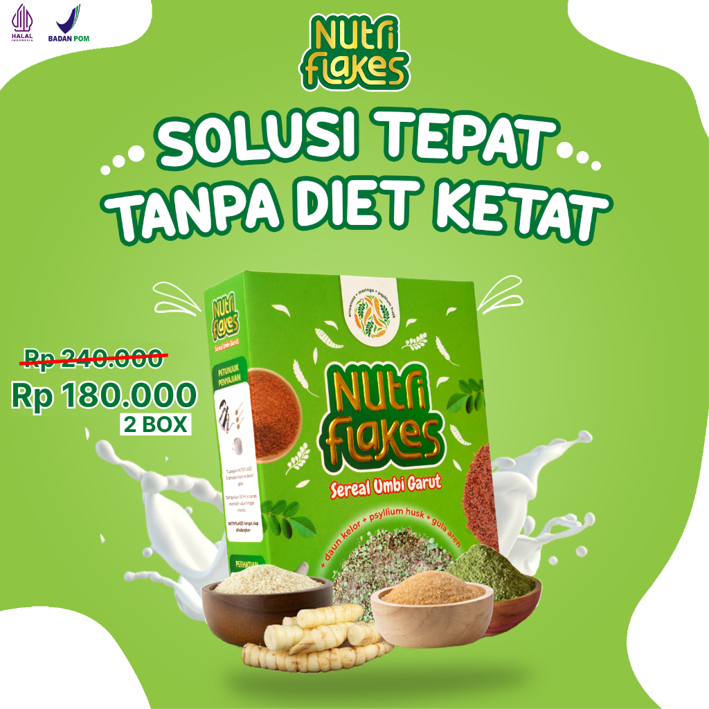 Jual Paket 2 Box Nutriflakes Makanan Sehat Sereal Sarapan Umbi Garut