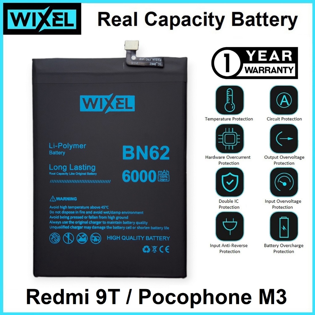 Jual WIXEL ORIGINAL Baterai Pocophone Poco M3 XiaoMi Redmi 9T BN62 ...